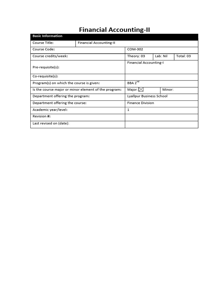 Financial Accounting II | PDF