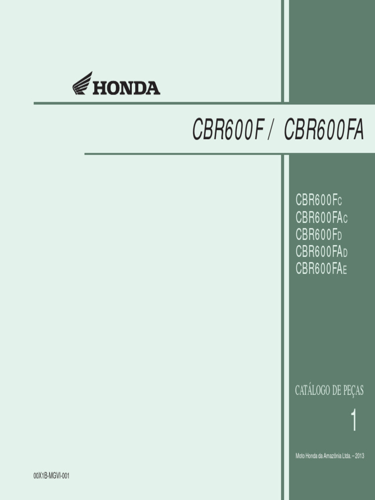 Catálogo de Peças CBR600F/FA 2013 | PDF | Motocicleta | Veículos