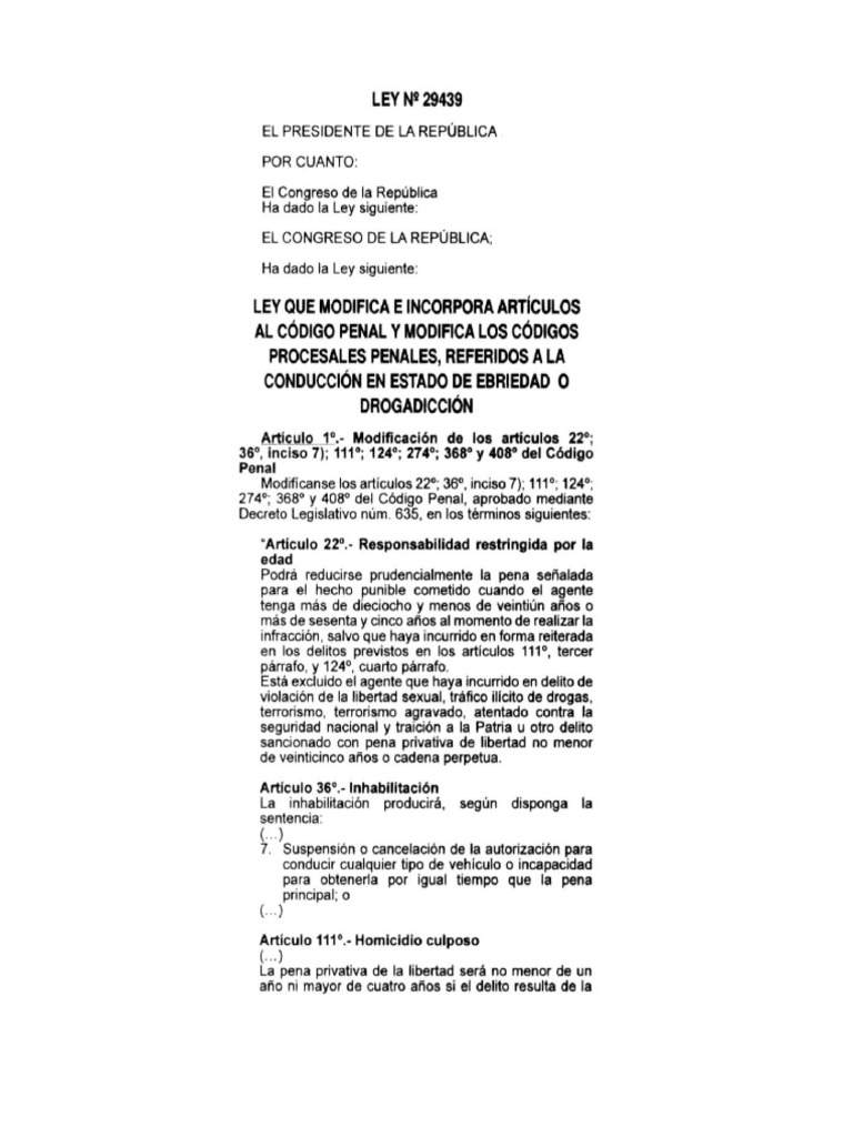 Ley Modificada 29439 | PDF