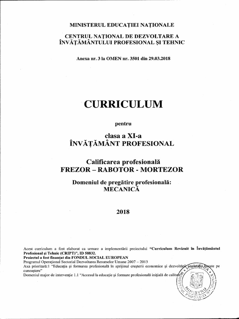 CRR Inv Prof XI Frezor-Rabotor-Mortezor | PDF