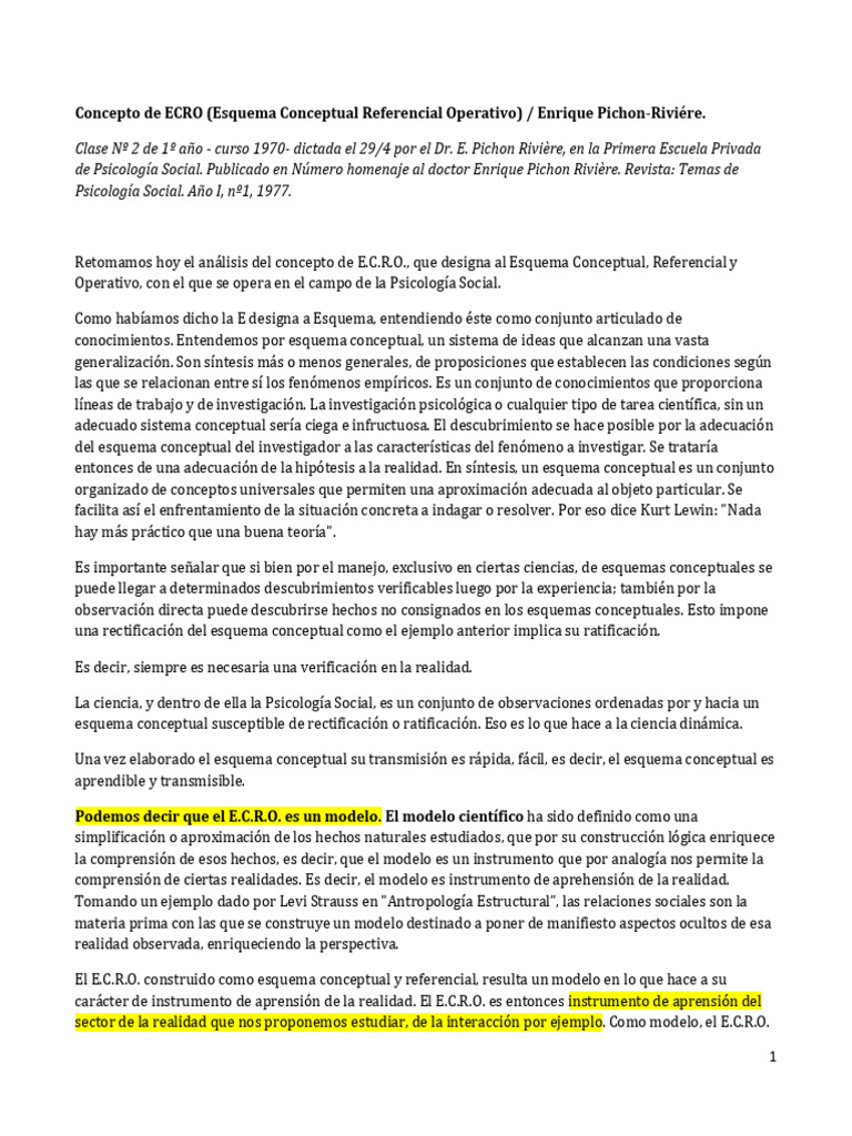 Concepto de ECRO Clase de PR | PDF | Aprendizaje | Sicología