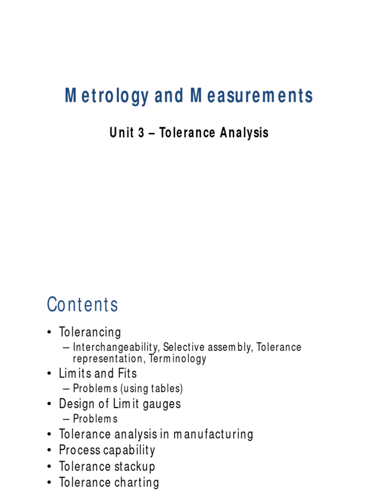 Unit-3 Tolerance Analysis | PDF | Engineering Tolerance | Industrial ...