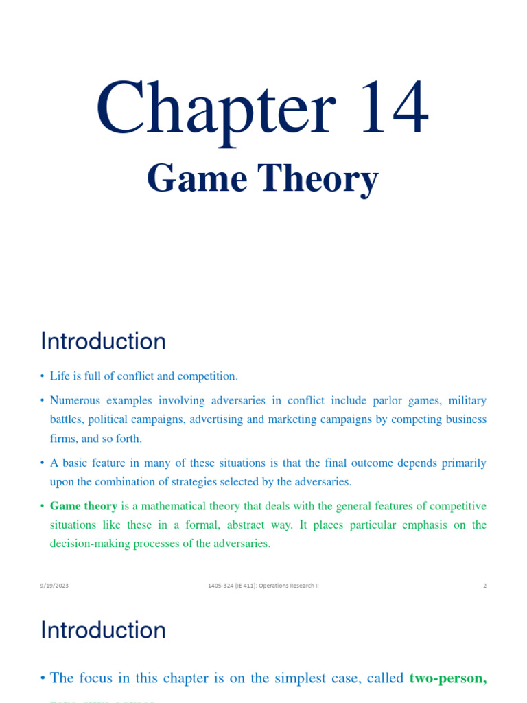 Chapter 14 Game Theory | PDF