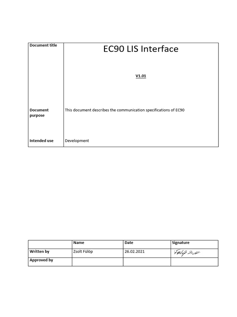 EC90 LIS Communication | PDF