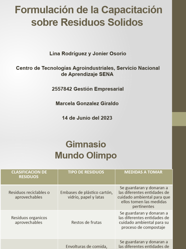 Capacitación Residuos Sólidos, Punto Ecológico | PDF