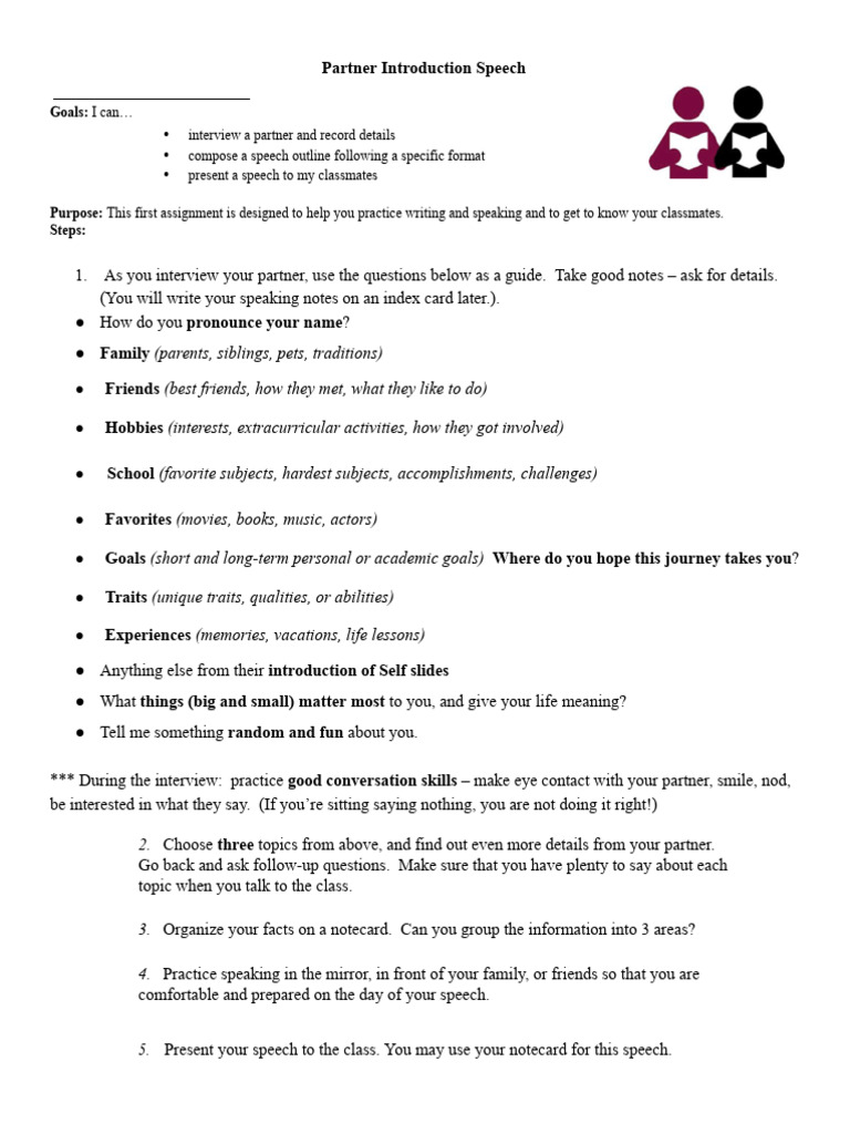 Partner Introduction Speech Questions | Download Free PDF | Cognition ...