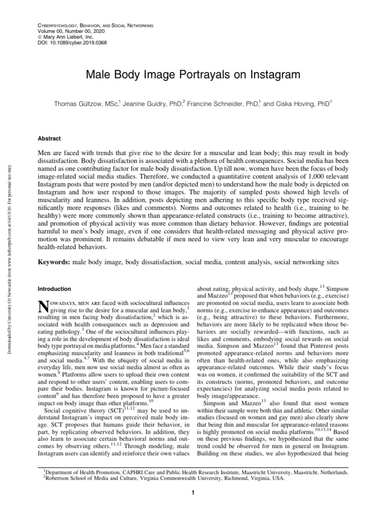 Male Body Image Portrayals On Instagram | PDF | Body Image | Social Media