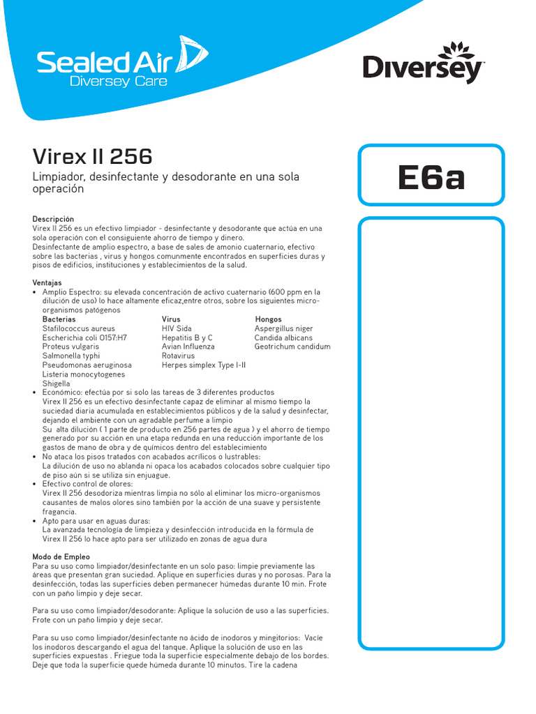 VIREX II 256 Ficha Tecnica | PDF | Agua | Especialidades Medicas