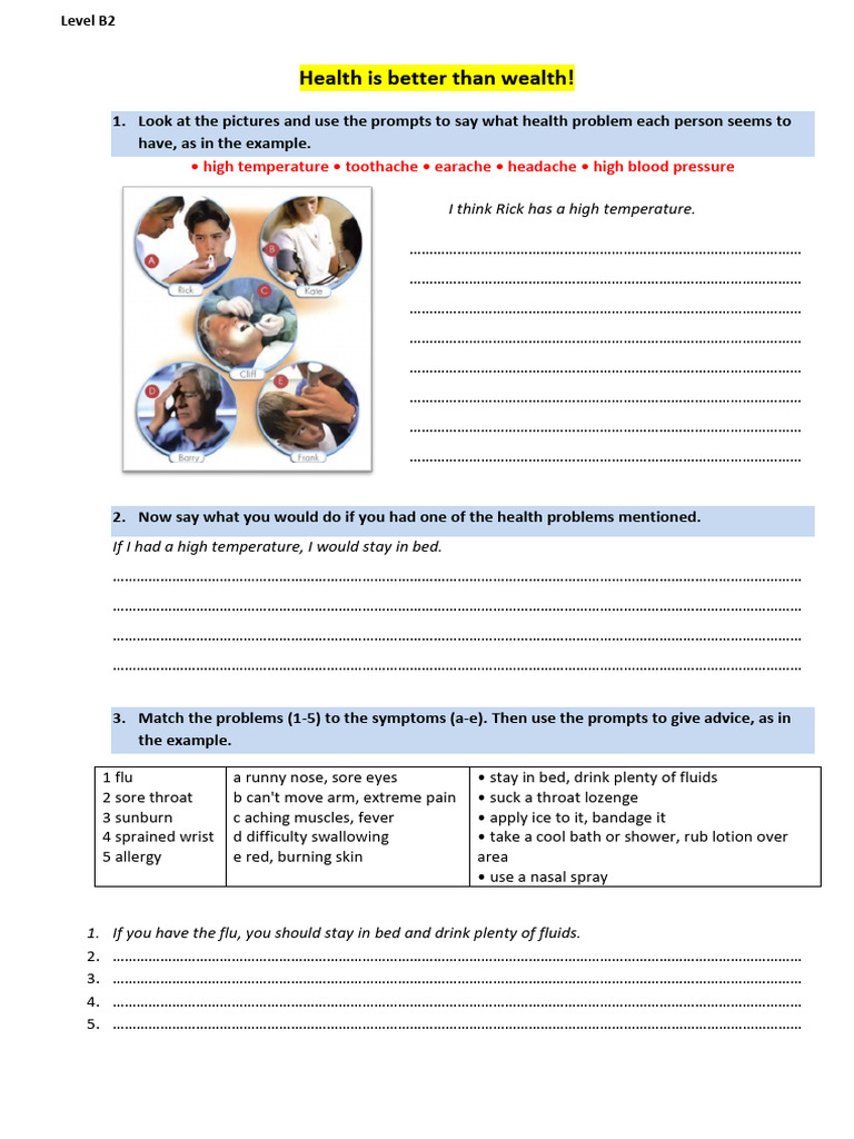 Health Is Better Than Wealth b1 Worksheet | PDF | Clinical Medicine ...
