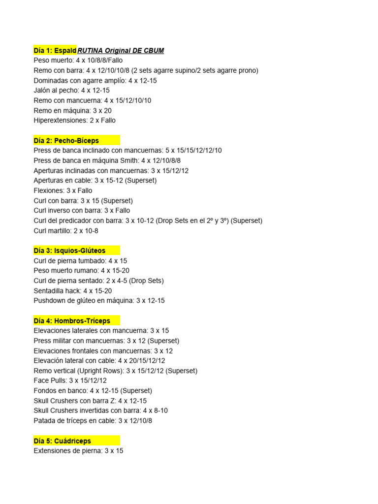 Rutina de Cbum | PDF