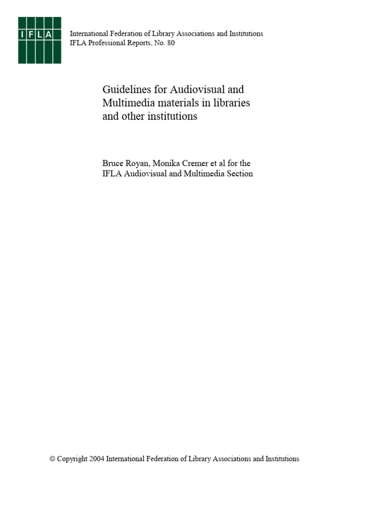 Guidelines For Audiovisual Materials Ifla | PDF