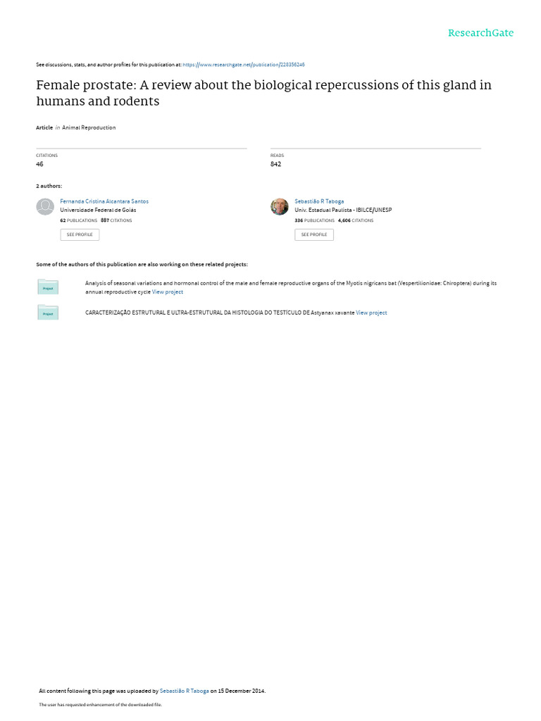 Female Prostate A Review About The Biological Repe | PDF | Social ...