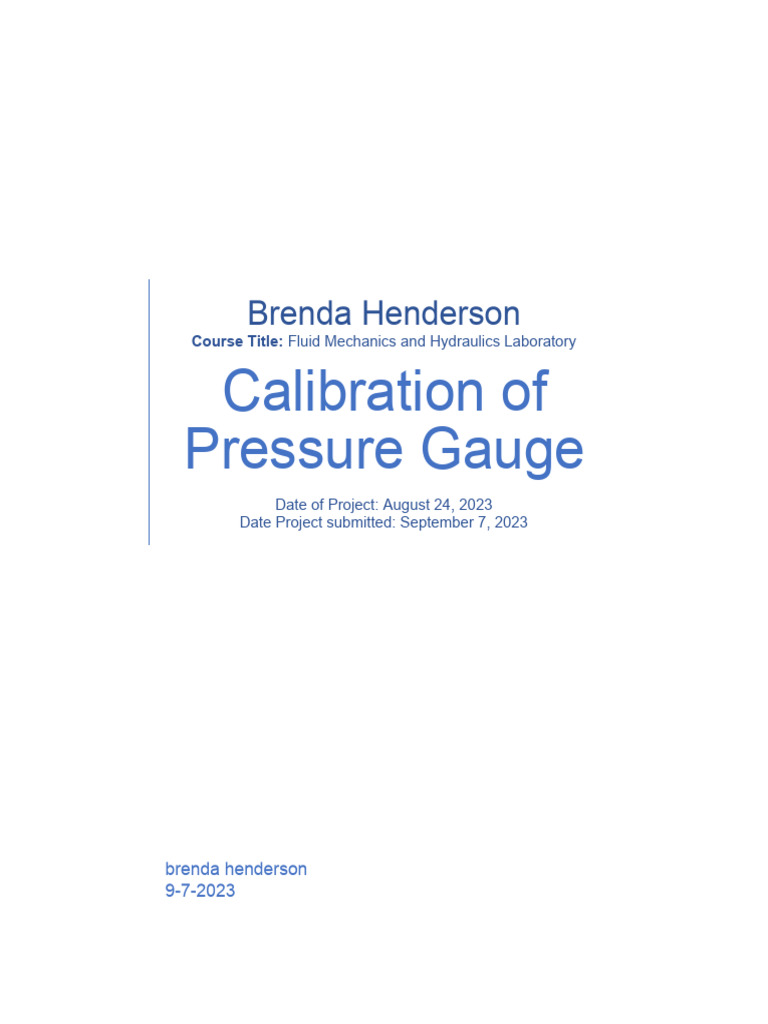 Lab 1 Calibration of Pressure Gauge | PDF