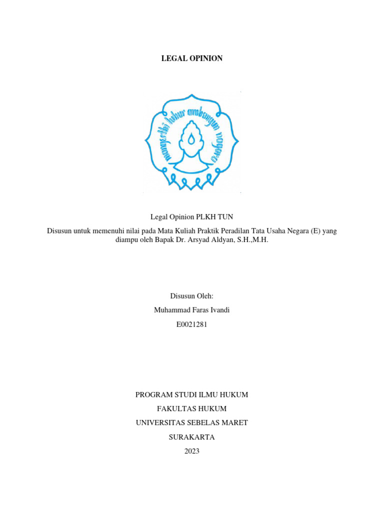 Legal Opinion PLKH TUN | PDF | Hukum