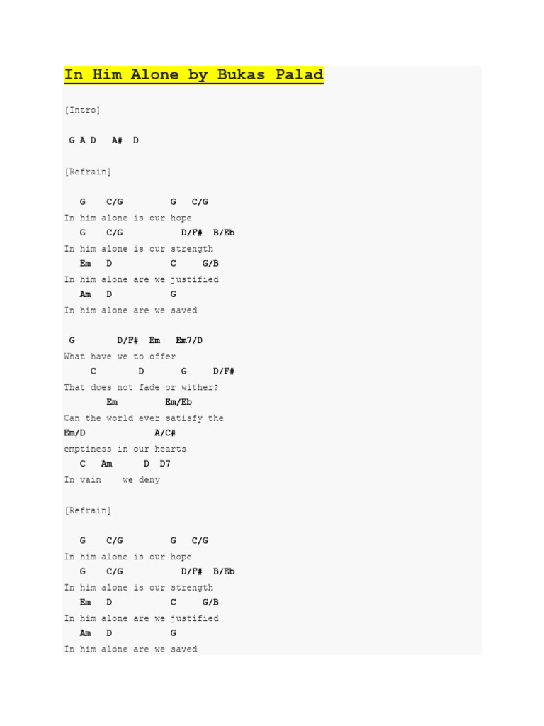 In Him Alone by Bukas Palad | PDF