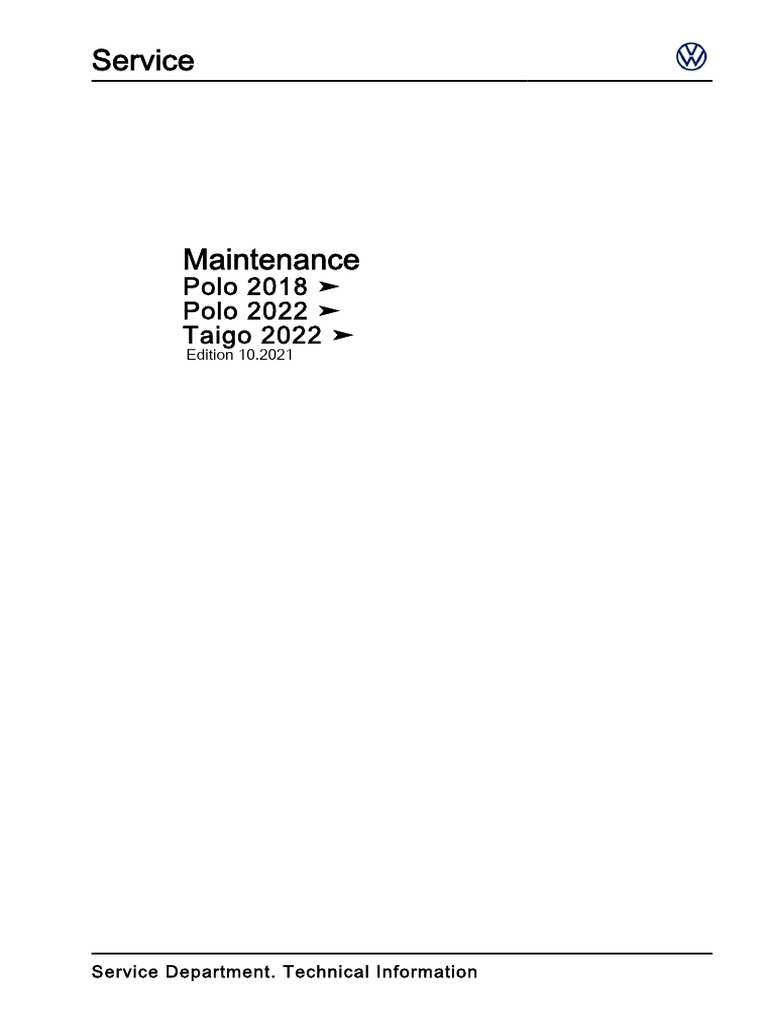 VW Polo 6 Maintenance Eng | PDF | Diesel Engine | Engines