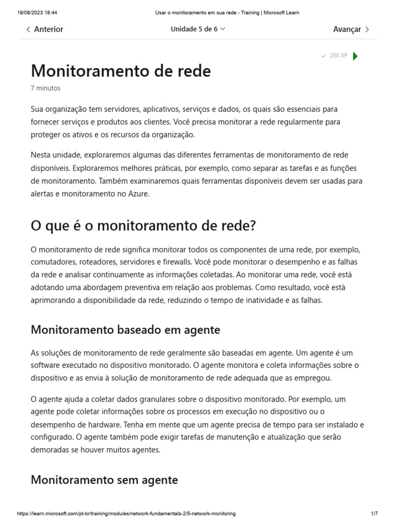 Usar o Monitoramento em Sua Rede - Training - Microsoft Learn | PDF Usar o Monitoramento em Sua Rede - Training - Microsoft Learn | PDF