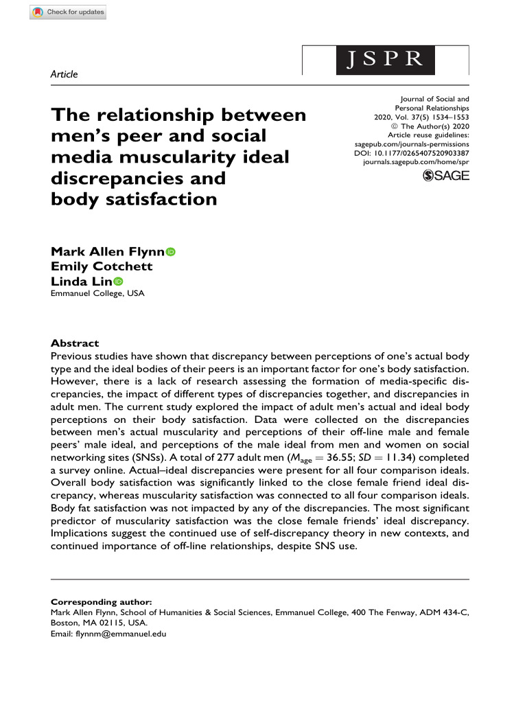 The Relationship Between Men's Peer and Social Media Muscularity Ideal ...