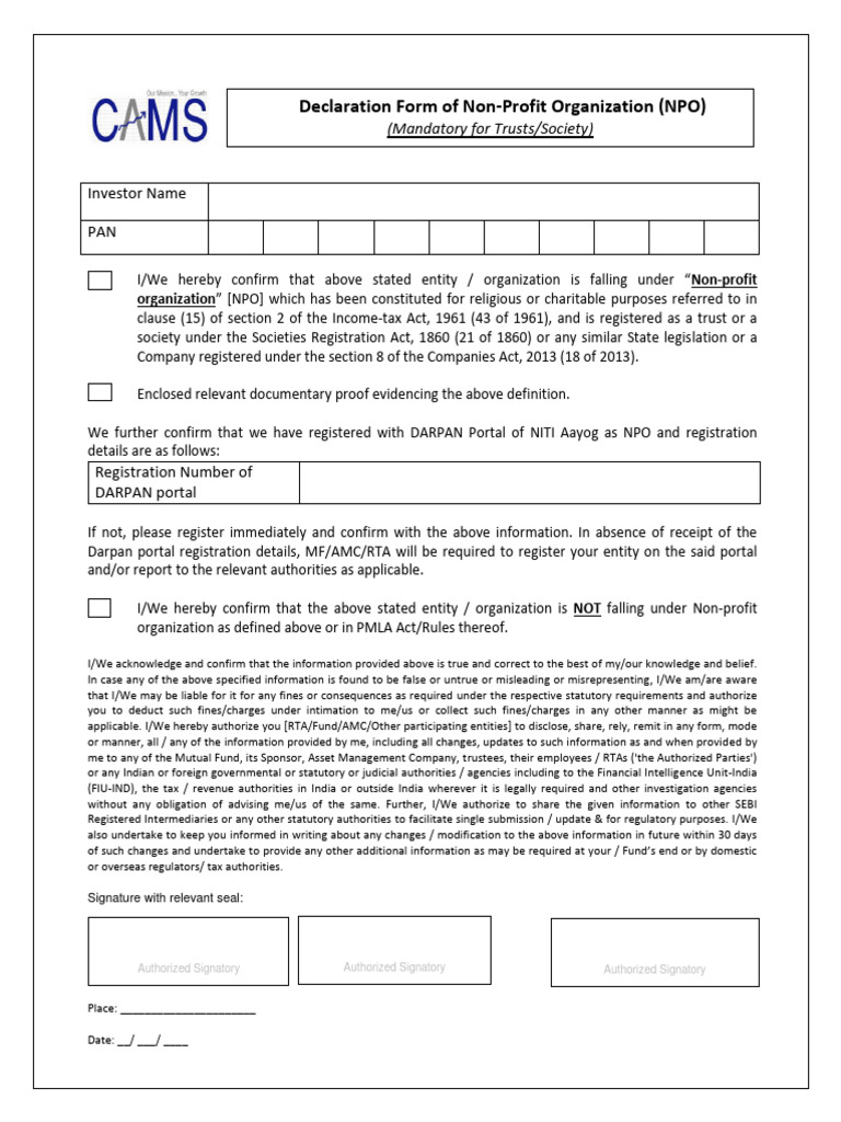 NPO Declaration | PDF