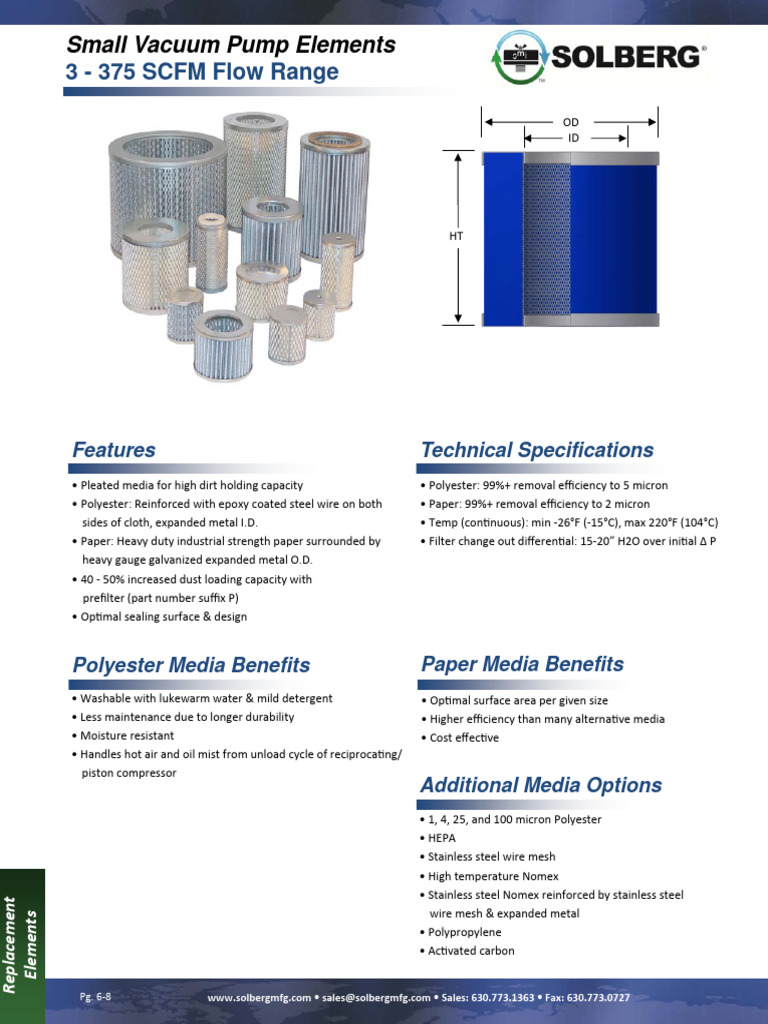 Solberg 800 Series Replacement Element Data Sheet | PDF | Stainless ...