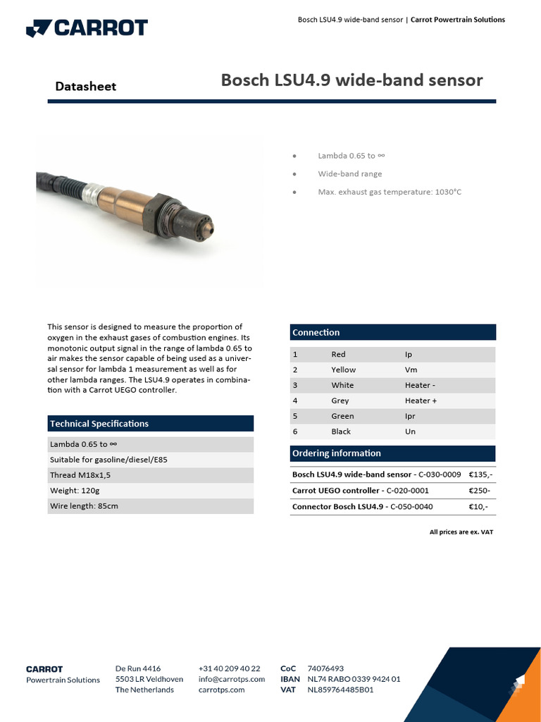 C 030 0009 Bosch Lsu49 Wide Band Sensor 074560200 1571326202 | PDF