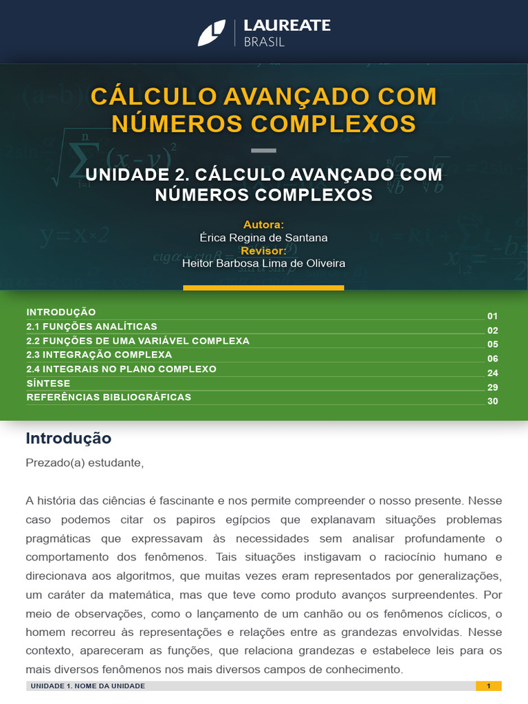 Unidade2 - Calculo Avancado Com Numeros Complexos | PDF