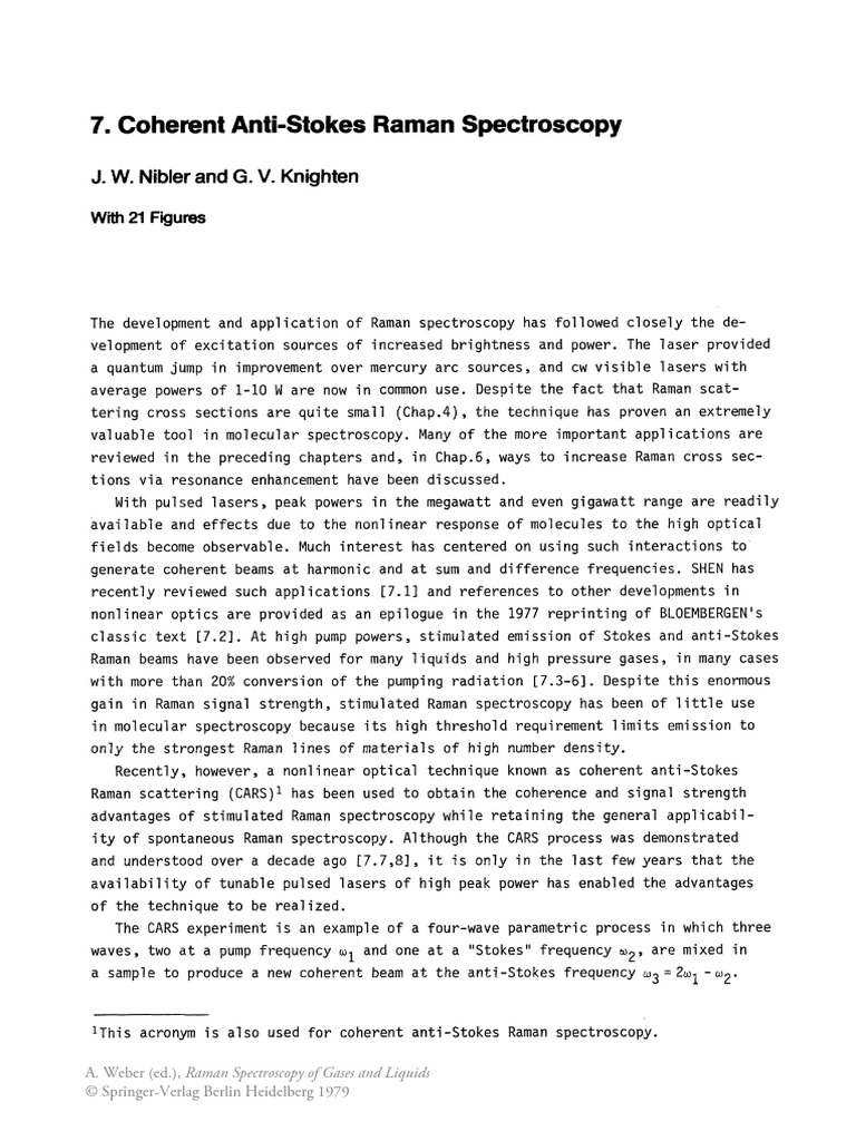 Coherent Anti Stokes Raman Spectros | PDF | Raman Spectroscopy | Laser