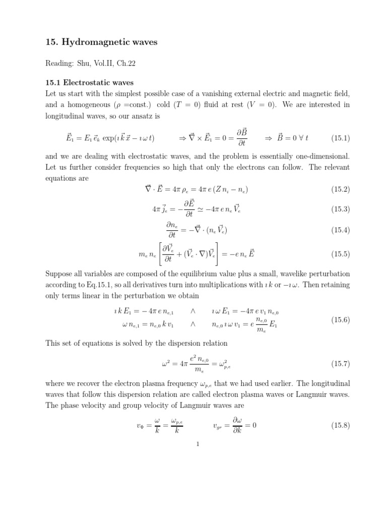 Hydromagnetic Waves Doc 1 | PDF | Science & Mathematics
