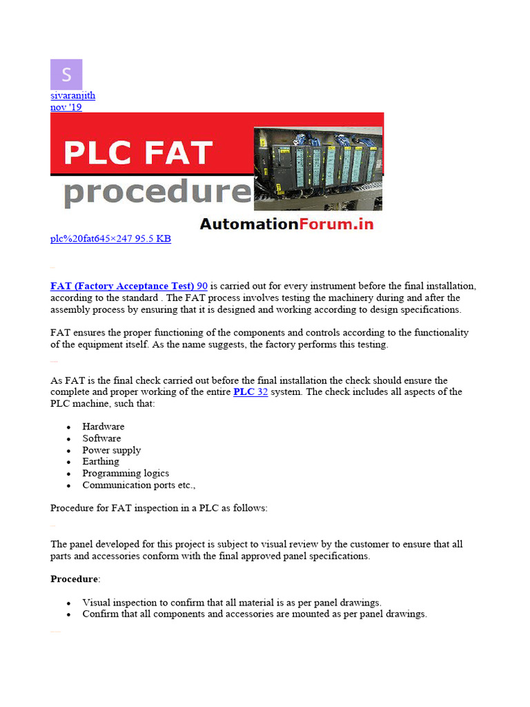FAT Procedure For PLC | PDF | Business