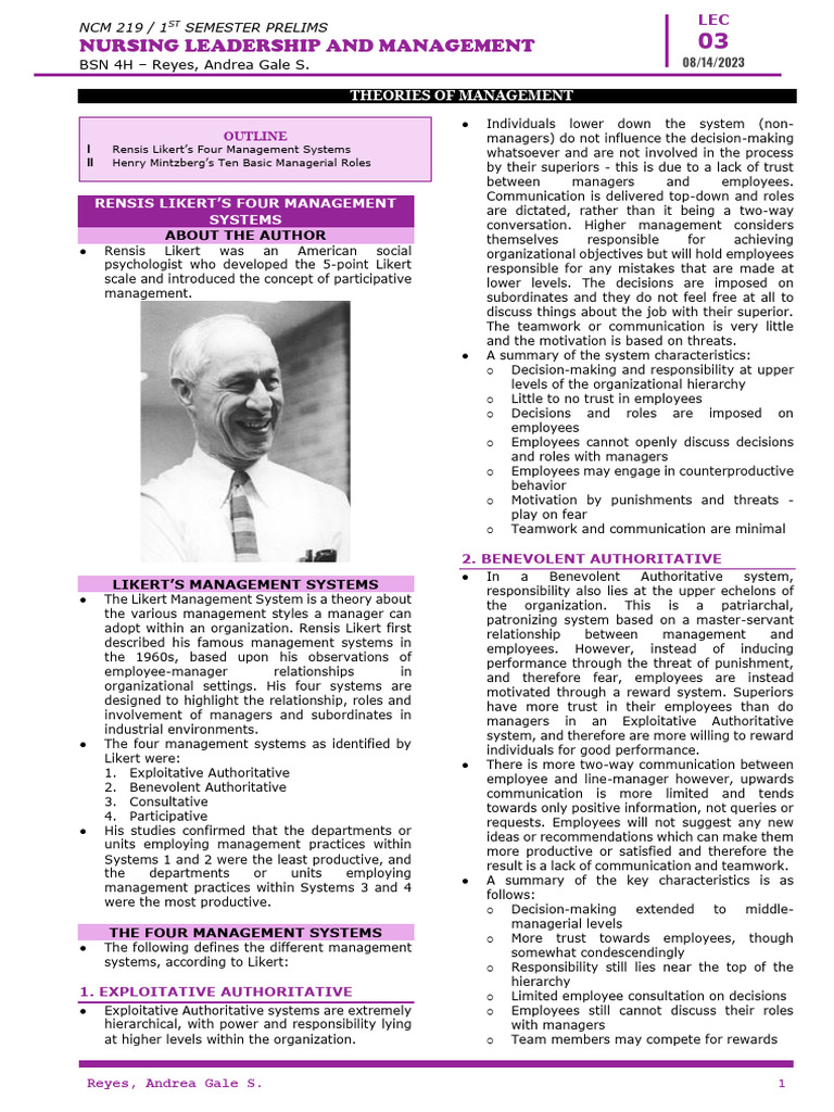 P3 - Reyes - Behavioral & Managerial Roles | PDF