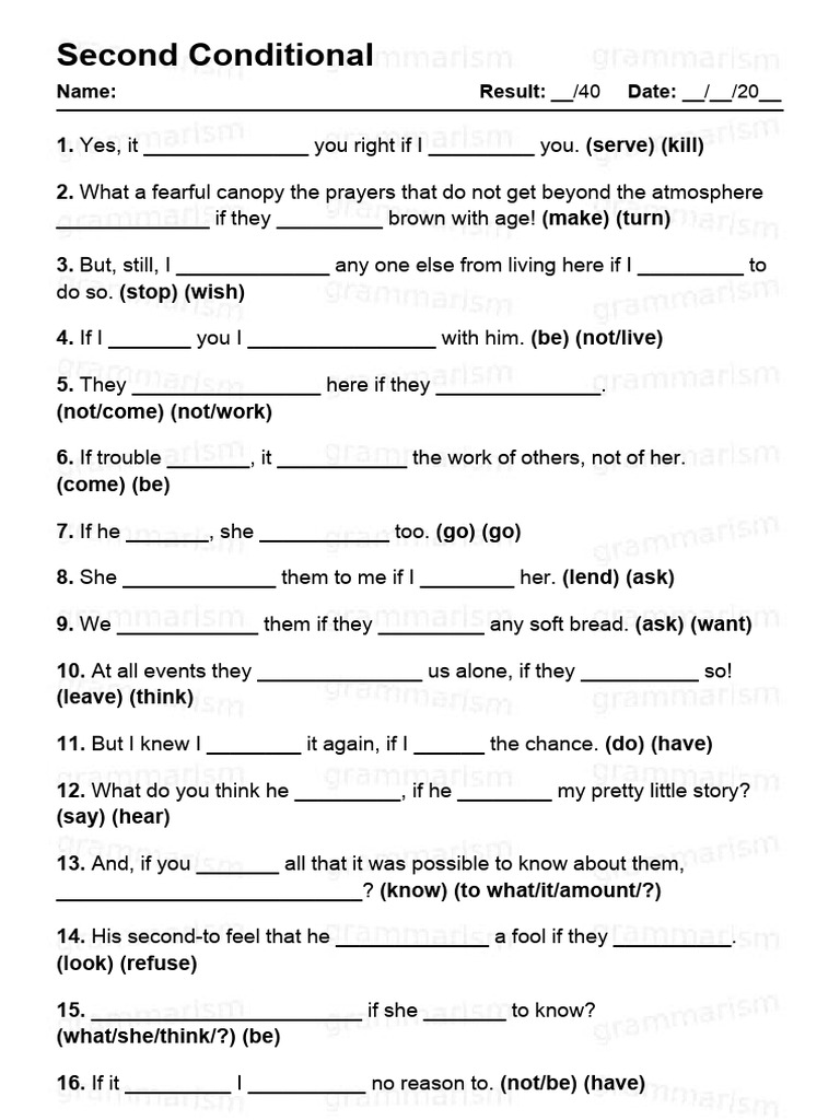 Grammarism Second Conditional Test 4 1509117 | PDF