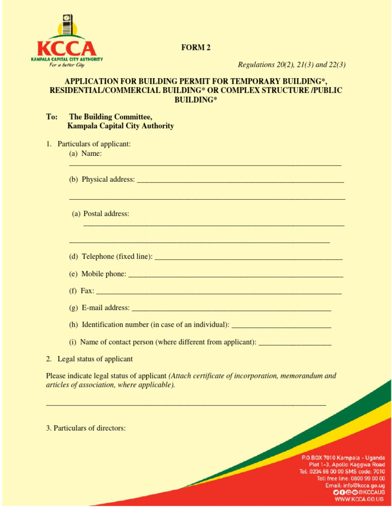 Application For Building Permit For Temporary Building, Residential ...