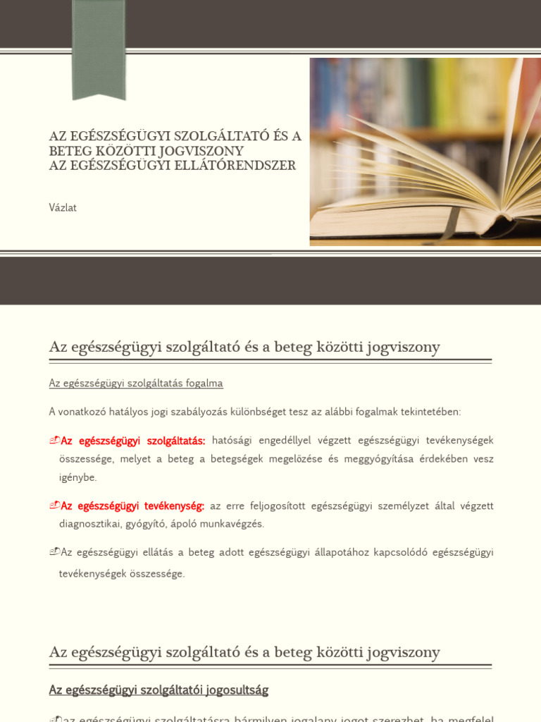 Az Egészségügyi Szolgáltató És A Beteg Közötti Jogviszony | PDF