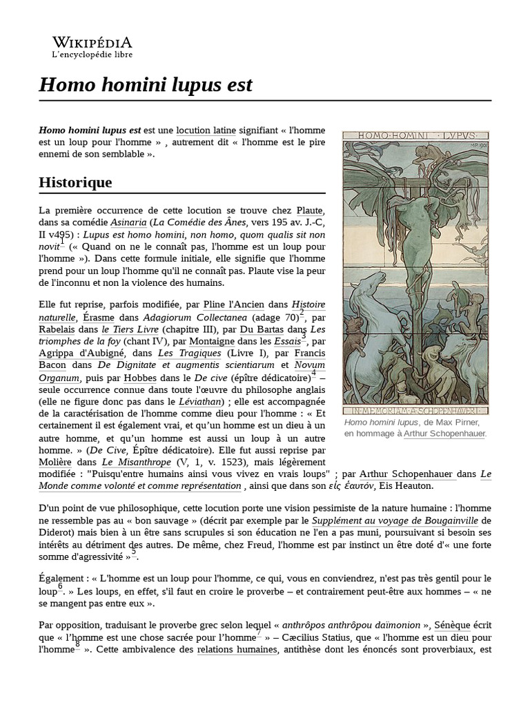 Homo Homini Lupus Est | PDF