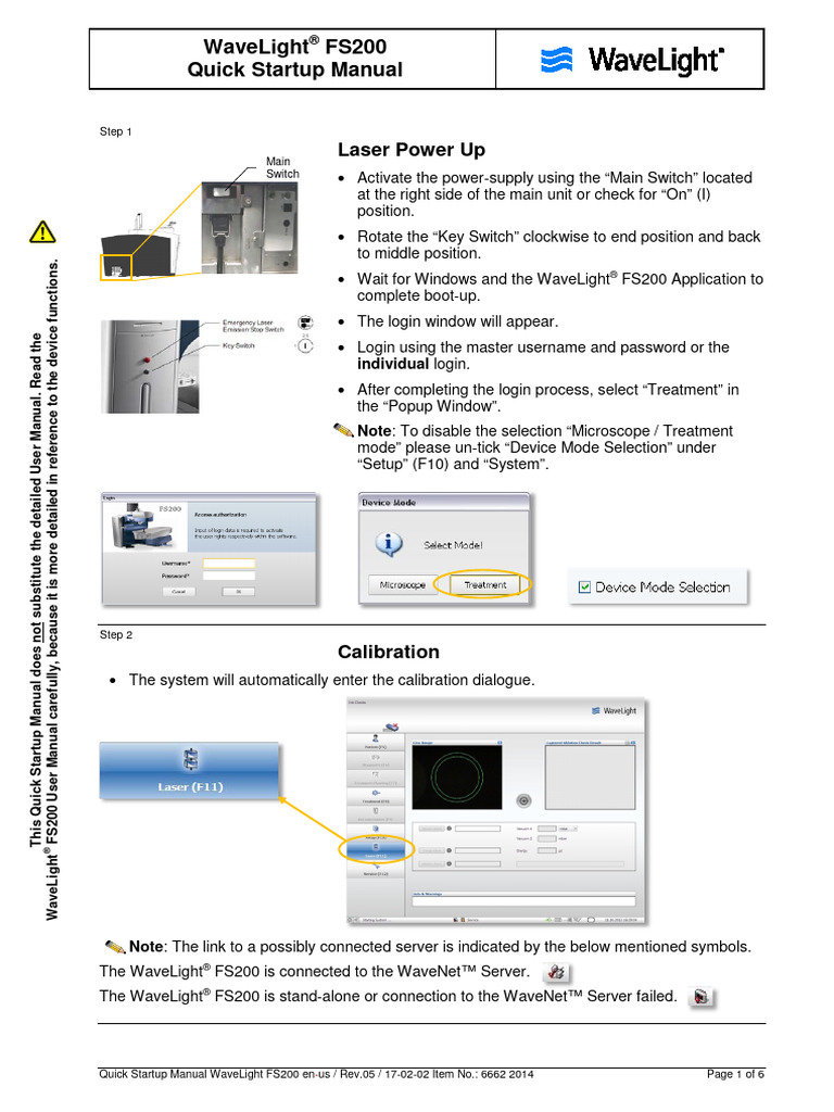 Quick Startup Manual FS200 en_us rev05 17-02-02 | PDF | Booting | Calibration