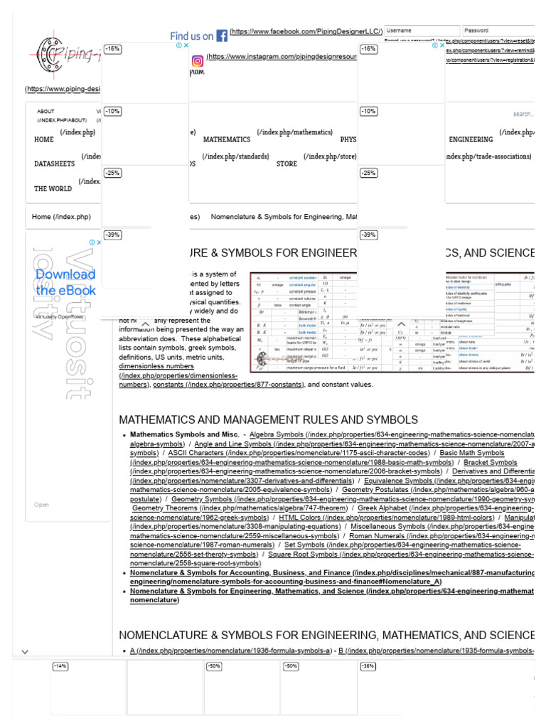 Nomenclature & Symbols For Engineering, Mathematics, and Science | PDF