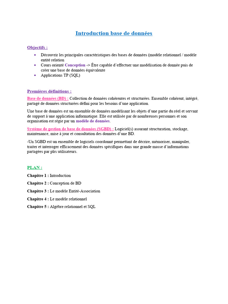 Cours Base de Donnees | PDF