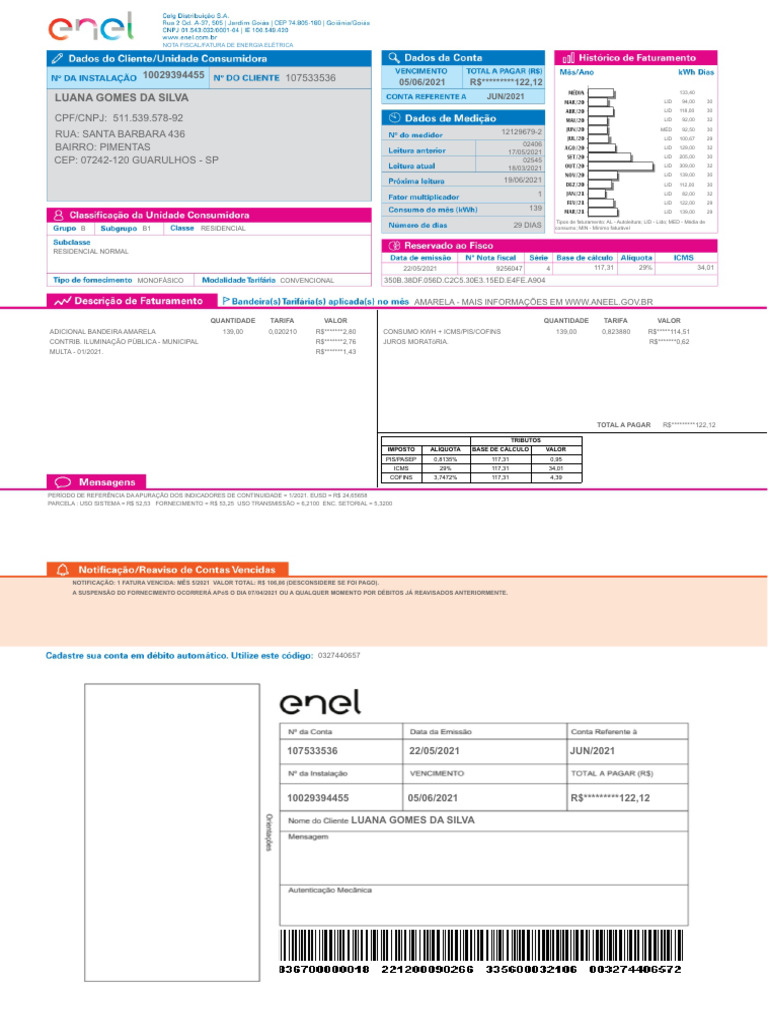 Conta de Luz Enel | PDF