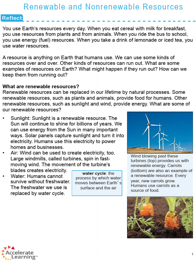 Renewable and Nonrenewable Resources | PDF
