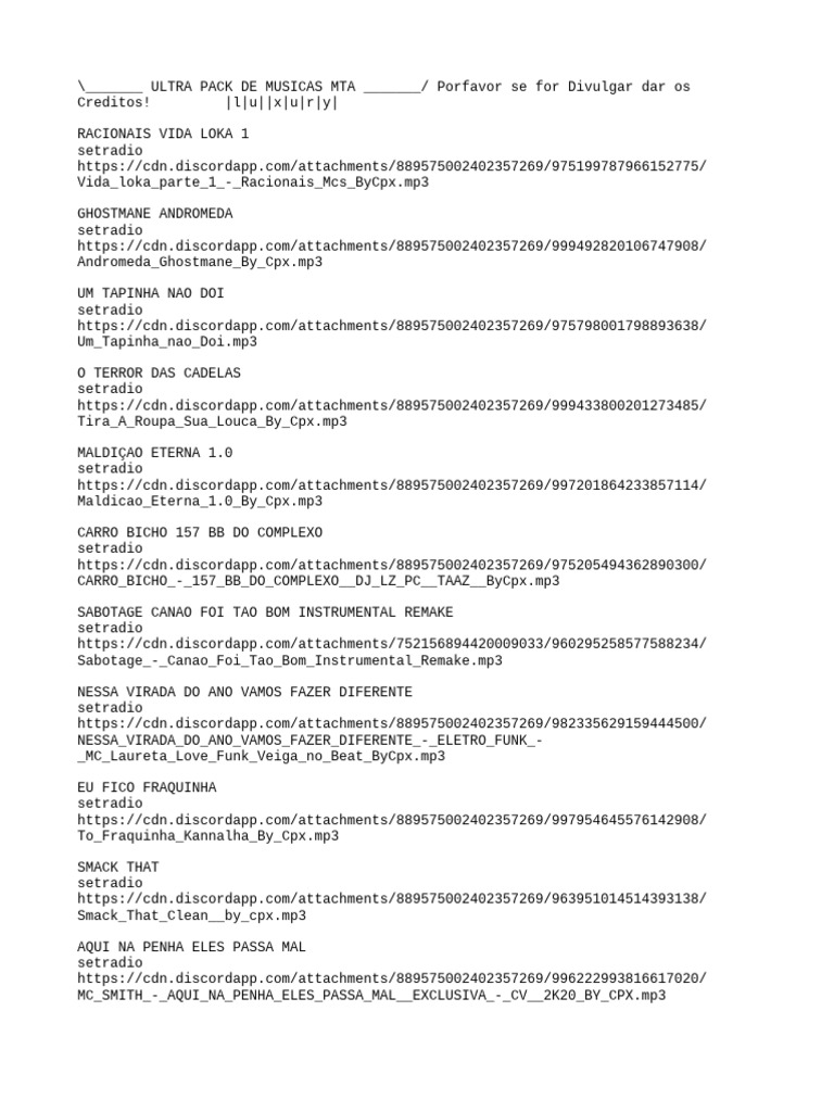 Pack Musicas Mta | PDF