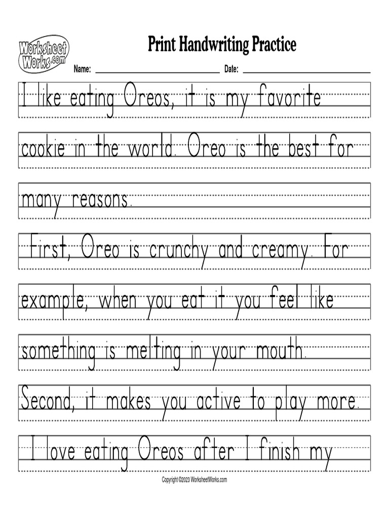 WorksheetWorks Print Handwriting Practice 3 | PDF