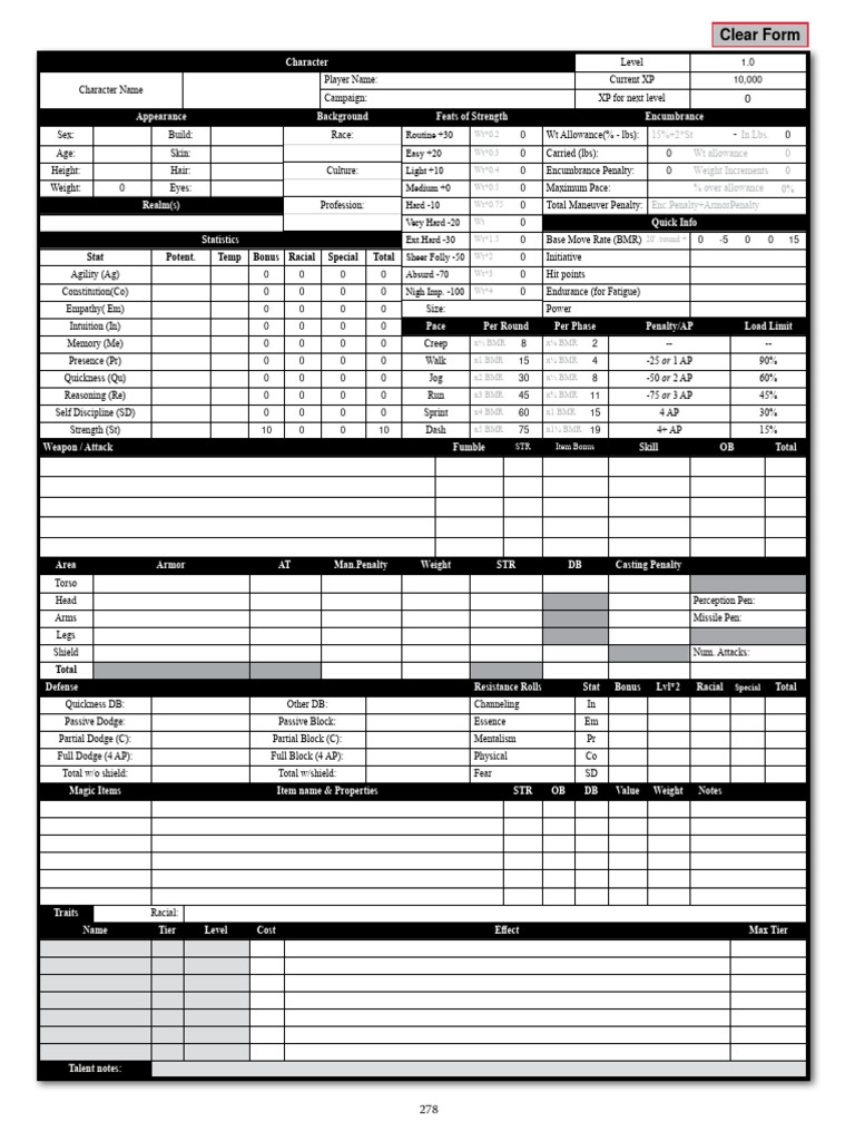 RMU Fillable Character Sheet V1.3 | PDF