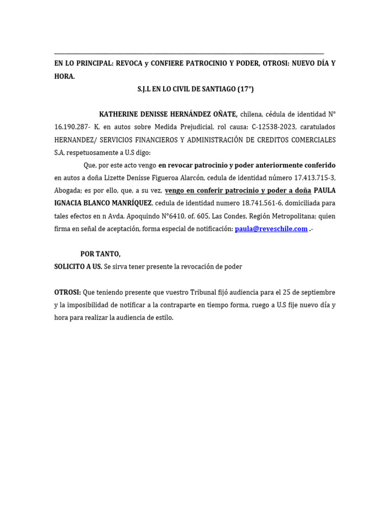 Cambio de Patrocinio en Caso Civil | PDF | Finanzas y dinero