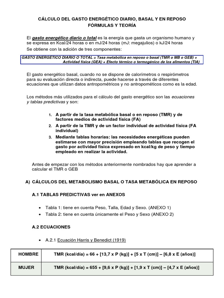Fórmulas Cálculo Get y TRM | PDF | Fisiología | Bioquímica