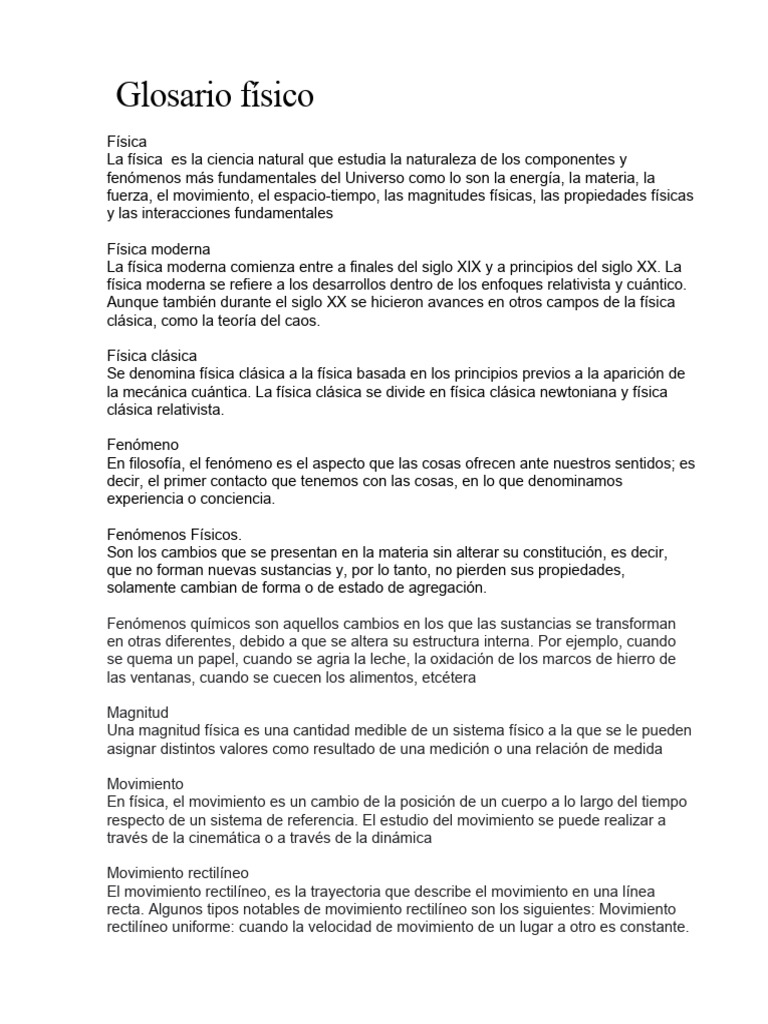Glosario Físico | PDF