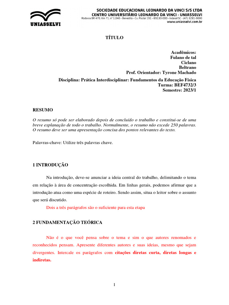 Modelo Atualizado Paper (Template 2023-1) | PDF