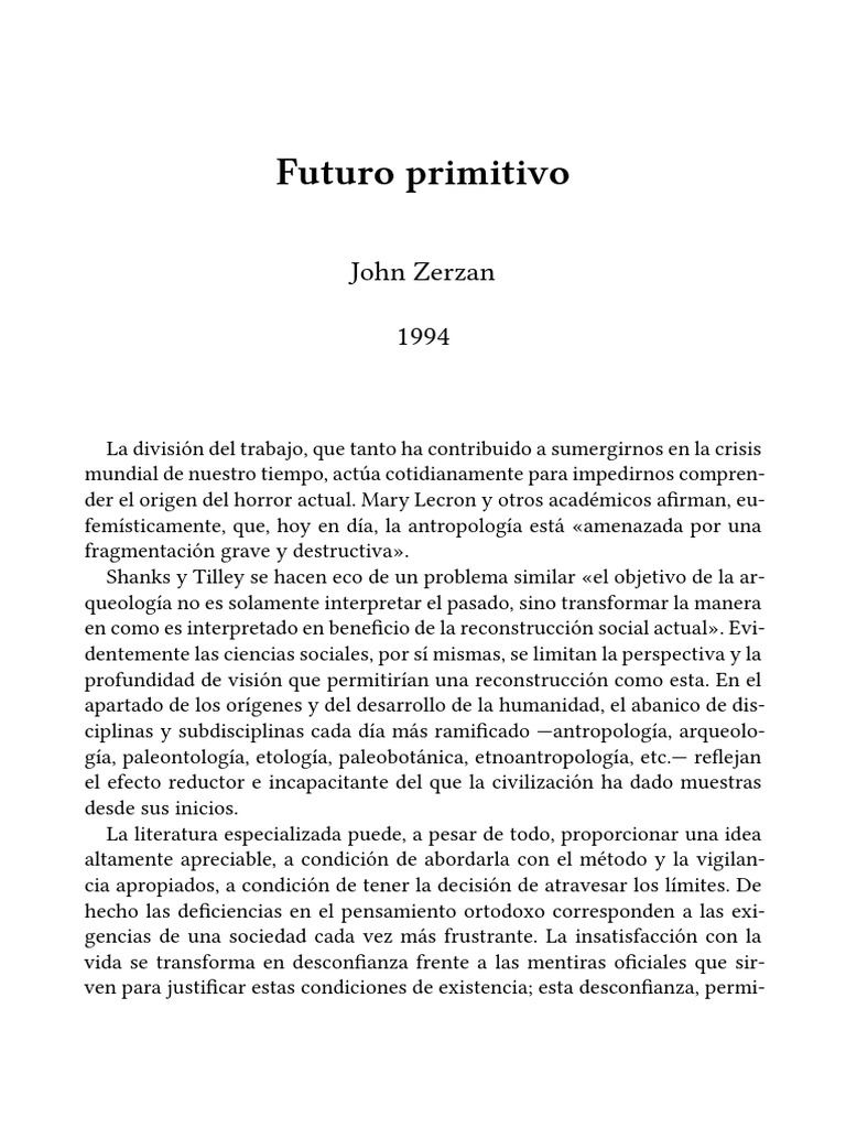 (1994) ZERZAN - Futuro Primitivo | PDF