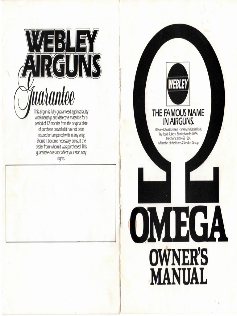 Webley Omega Manual | PDF | Trigger (Firearms) | Gun Barrel