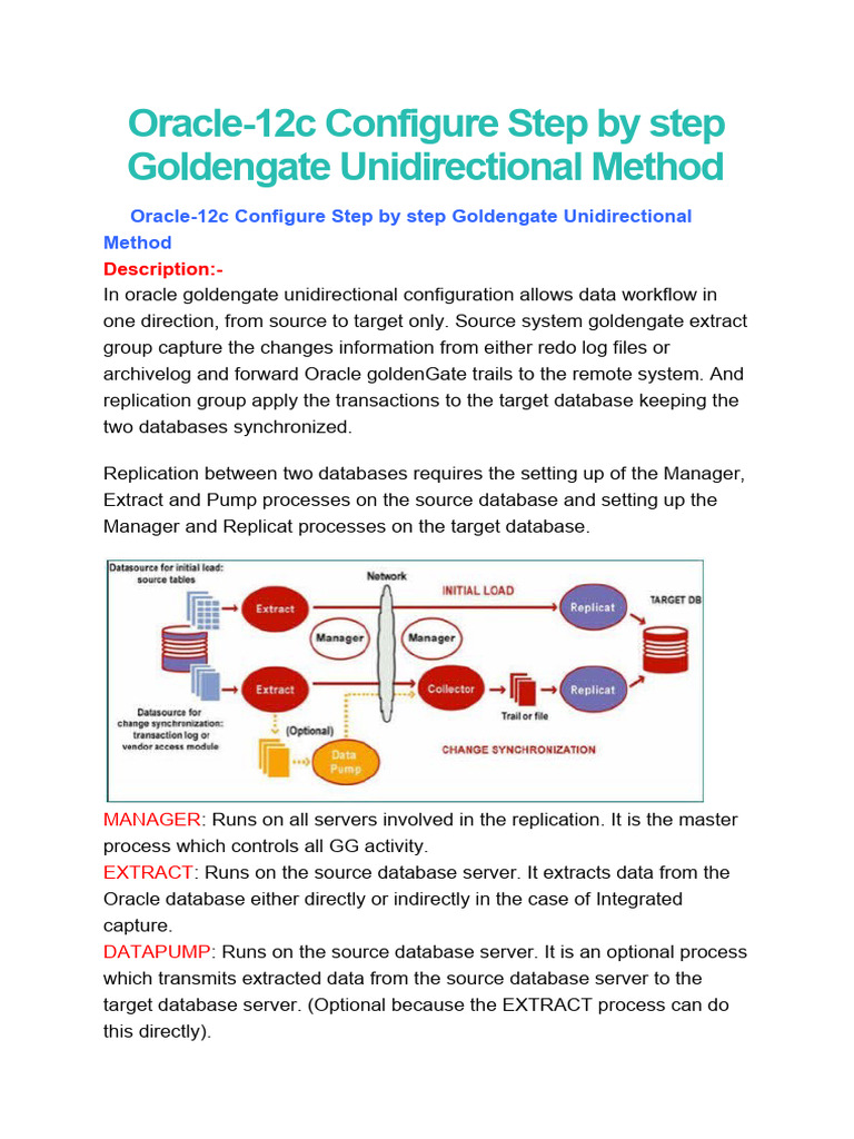 Oracle-12c Configure Step by Step Goldengate Unidirectional Method | PDF | Databases ...