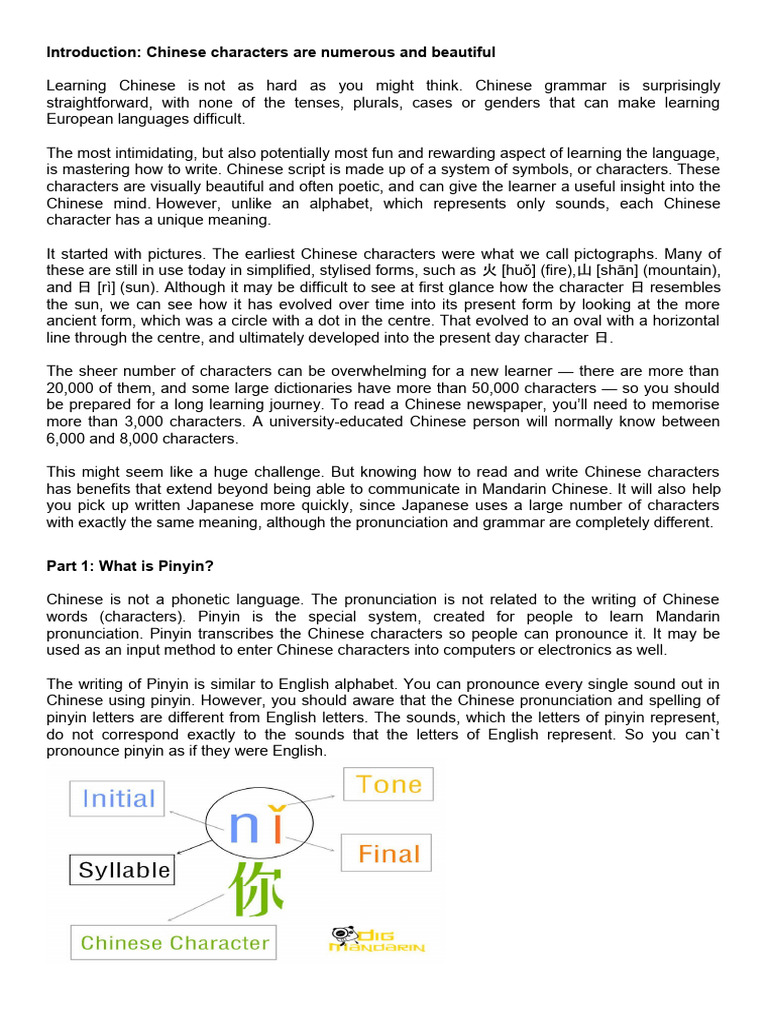 Lecture 1-3 - Introduction To Mandarin & Tones | PDF | Pinyin | Tone ...